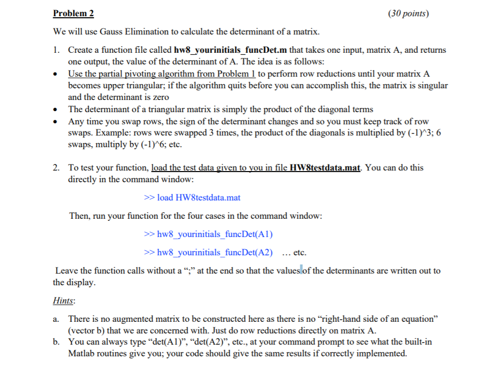 Please Answer In Matlab Partial Pivoting Skeleton 