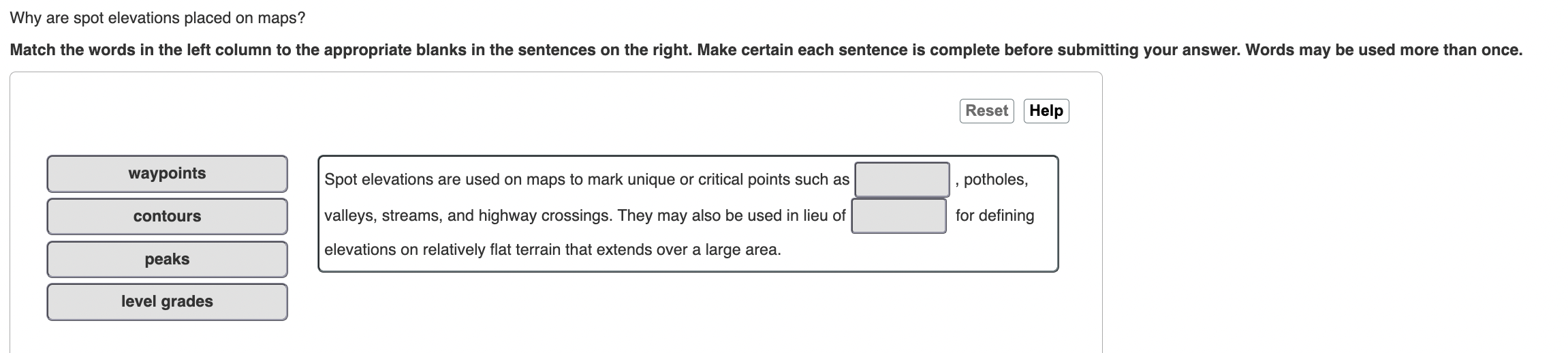 Solved Why Are Spot Elevations Placed On