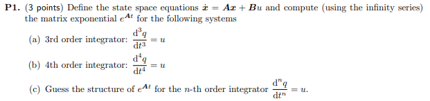Solved 1 3 Points Define The State Space Equations