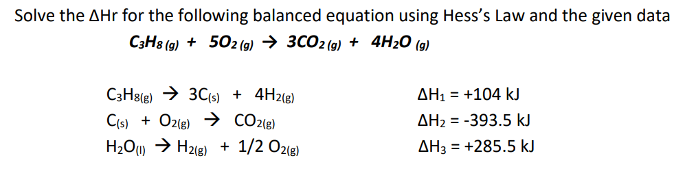Solved Solve the ΔHr for the following balanced equation | Chegg.com