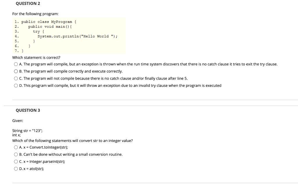 Solved QUESTION 2 For the following program: 1. public class | Chegg.com