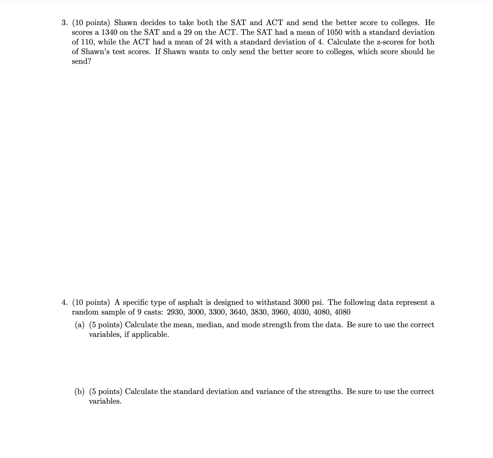 Solved 3. (10 points) Shawn decides to take both the SAT and | Chegg.com