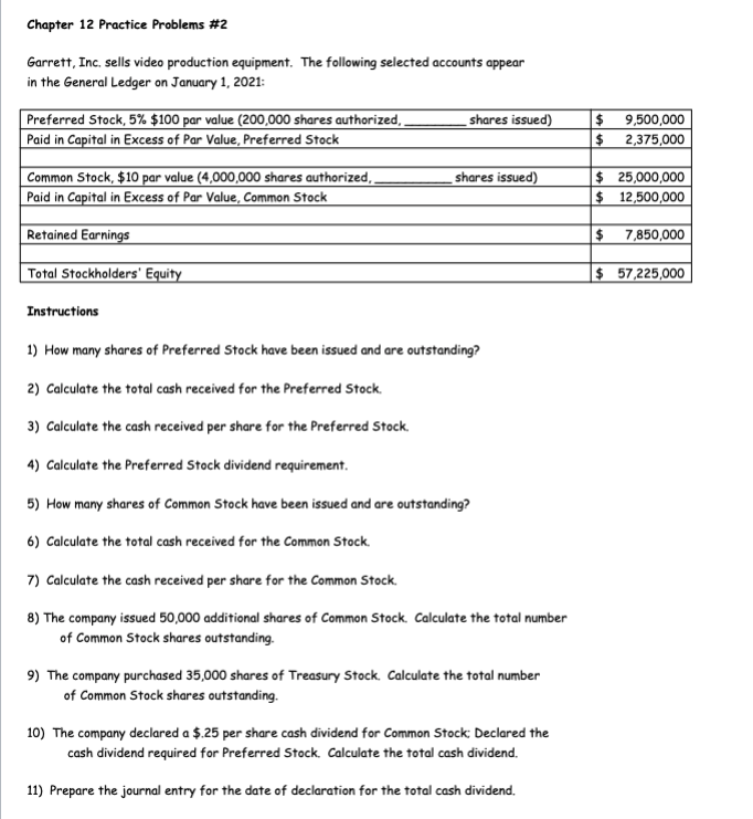 Solved Chapter 12 Practice Problems \#2 Garrett, Inc, sells | Chegg.com