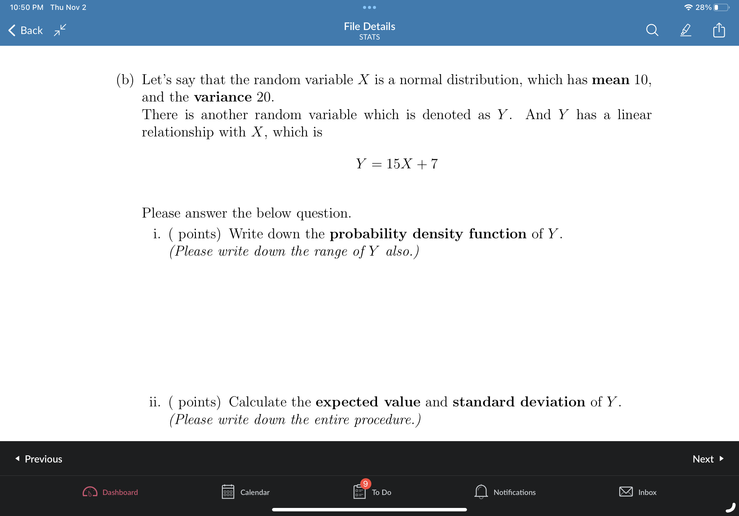 Solved (b) ﻿Let's say that the random variable x ﻿is a | Chegg.com