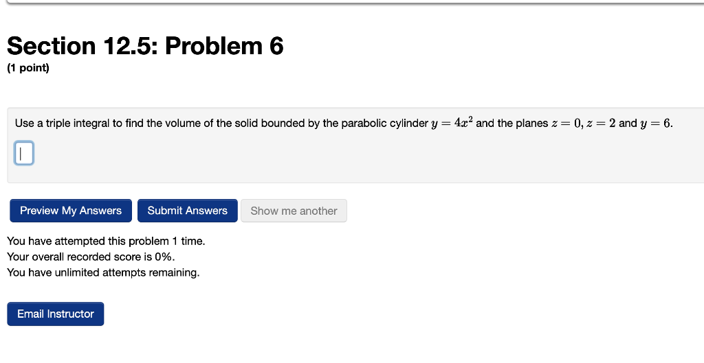 Solved Section 12.5: Problem 6 (1 point) Use a triple | Chegg.com