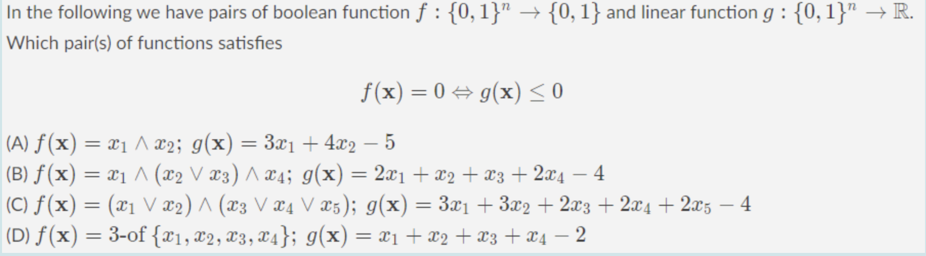 Solved In The Following We Have Pairs Of Boolean Function F 8198