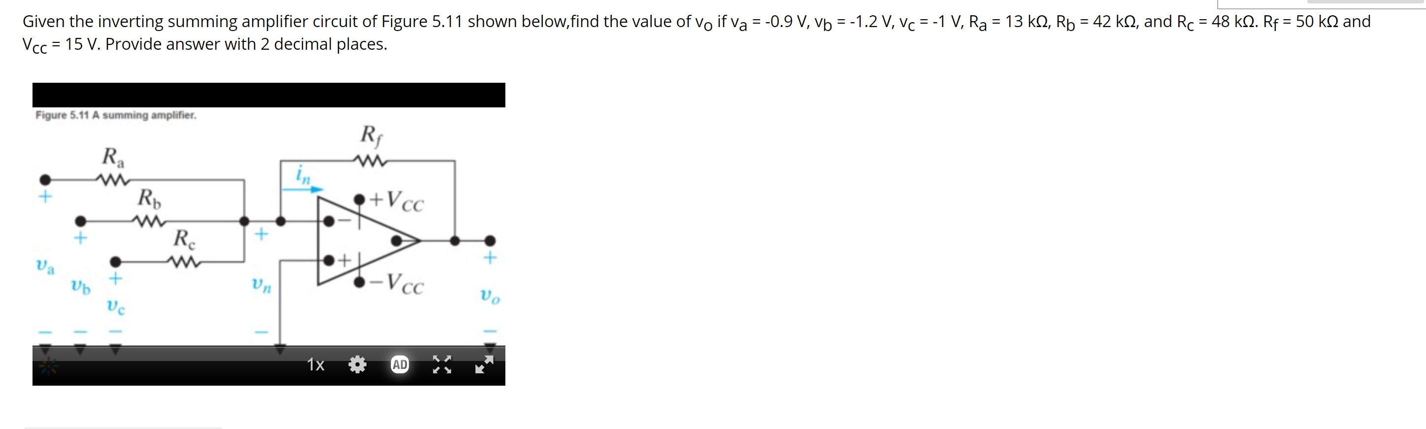 Solved Given the inverting summing amplifier circuit of | Chegg.com