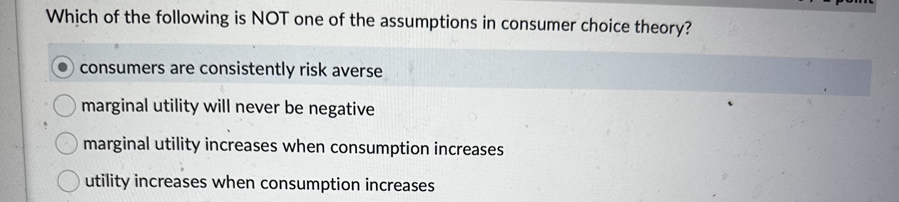 Solved Which of the following is NOT one of the assumptions | Chegg.com