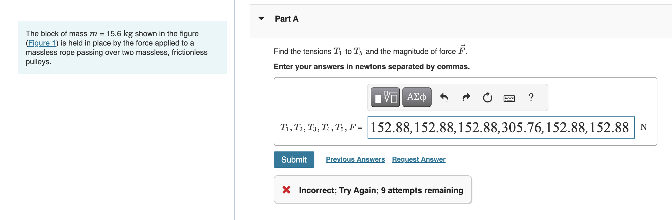 Solved 1 of 1The block of mass m=15.6 kg shown in the figure | Chegg.com