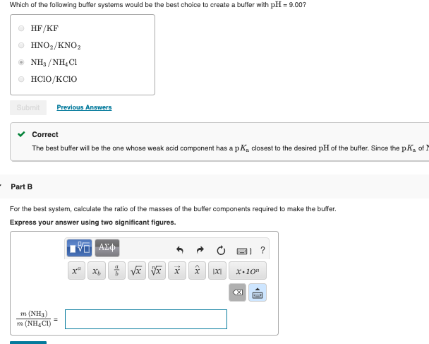 Solved Which of the following buffer systems would be the | Chegg.com