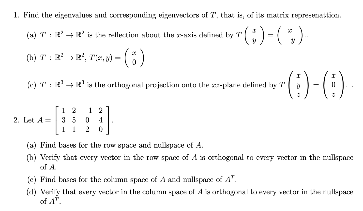 Solved 1. Find the eigenvalues and corresponding | Chegg.com