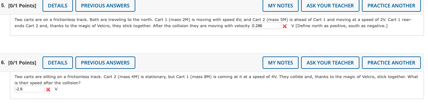 Solved Two carts are on a frictionless track. Both are | Chegg.com