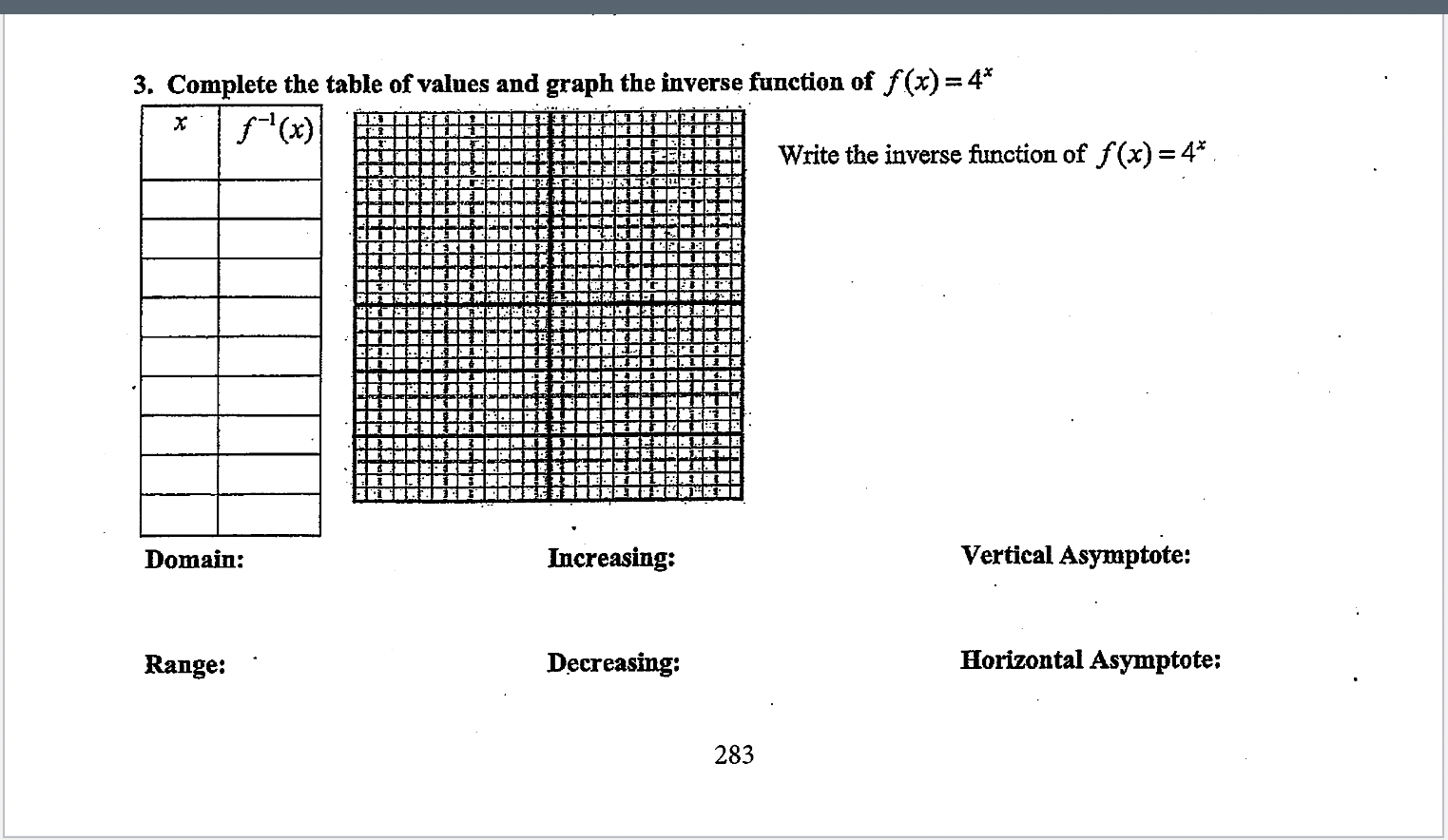 Solved 3. Complete the table of values and graph the inverse | Chegg.com