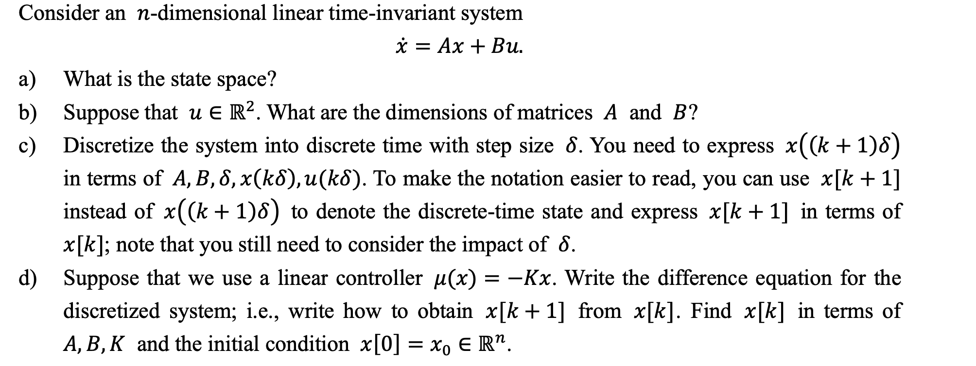 Solved Consider an n-dimensional linear time-invariant | Chegg.com