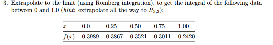Solved 3. Extrapolate to the limit (using Romberg | Chegg.com