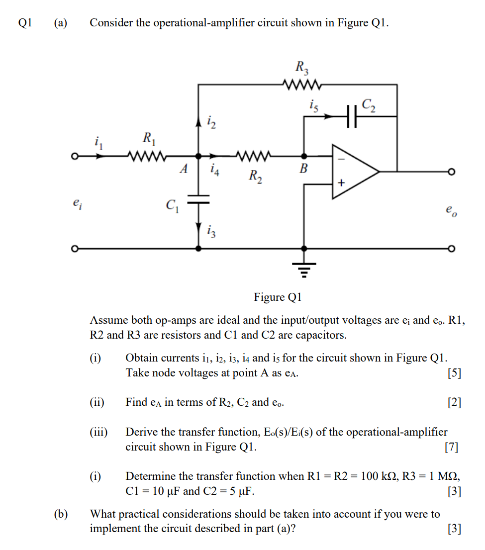 Solved (a) Consider the operational-amplifier circuit shown | Chegg.com