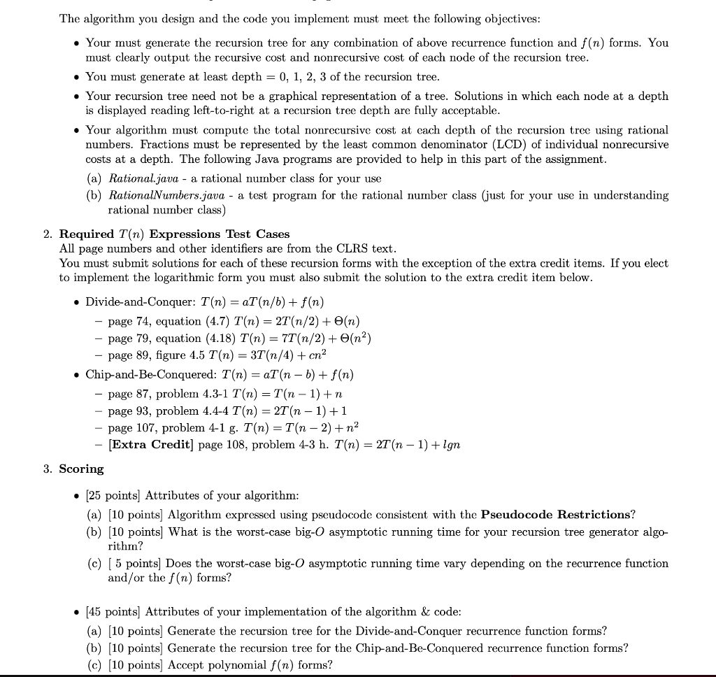 1. Algorithm Requirements Design an algorithm that | Chegg.com