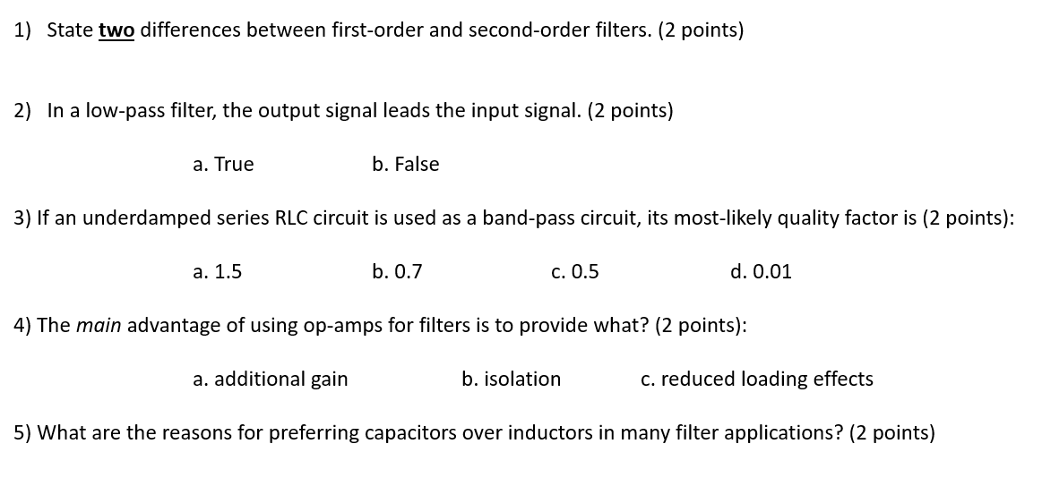 Solved 1) State two differences between first-order and | Chegg.com