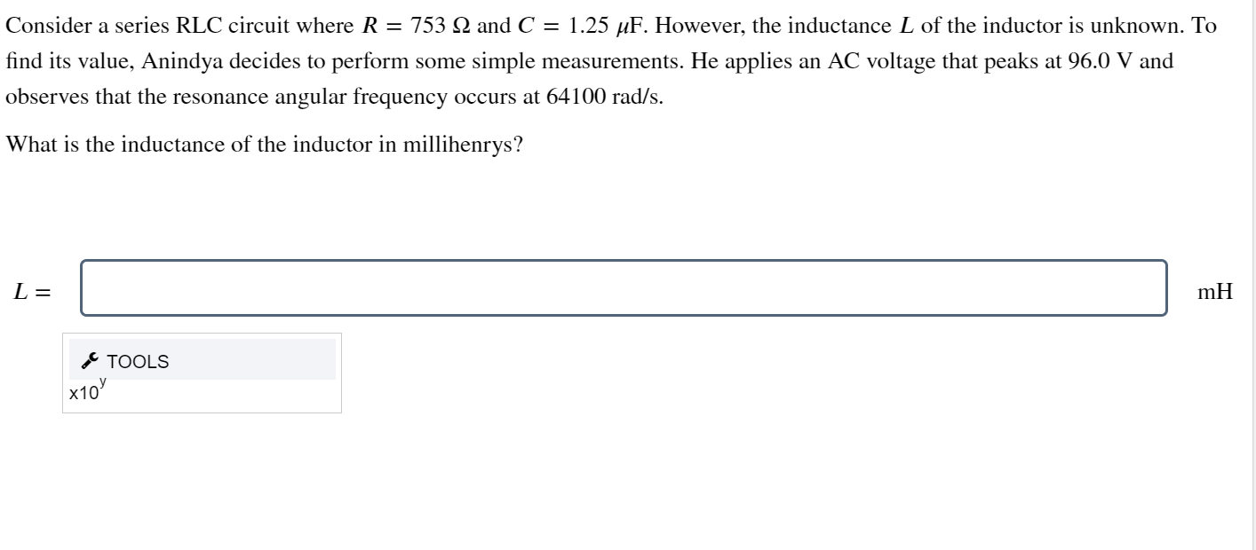 Solved Consider a series RLC circuit where R=753Ω and | Chegg.com