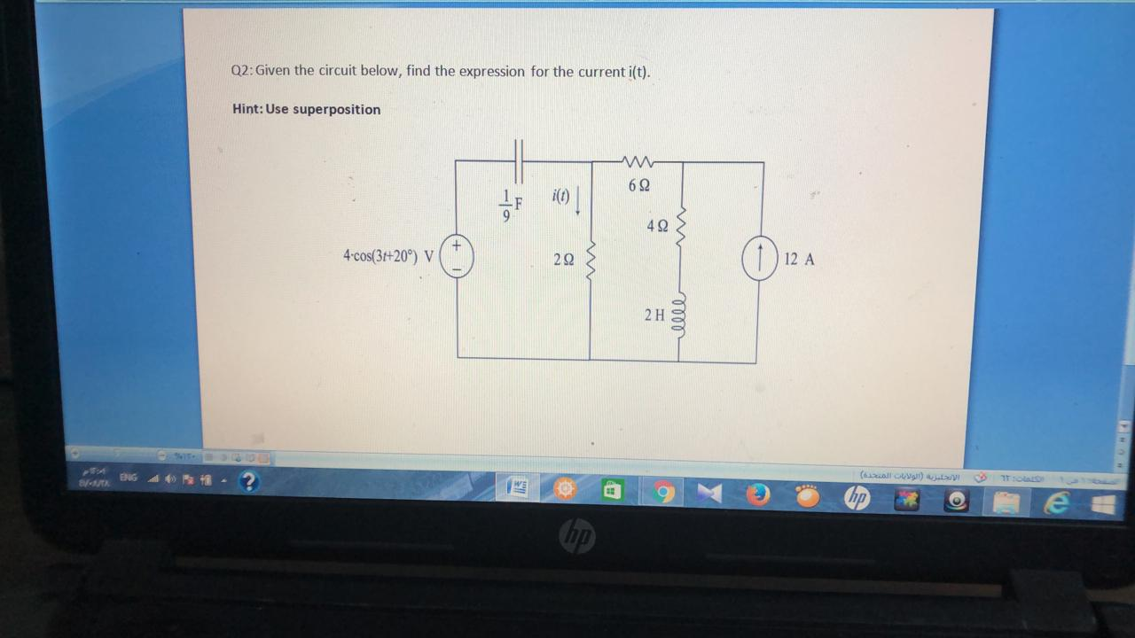 Solved Q2: Given the circuit below, find the expression for | Chegg.com