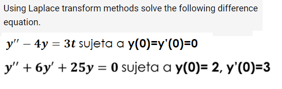 Solved Using Laplace transform methods solve the following | Chegg.com