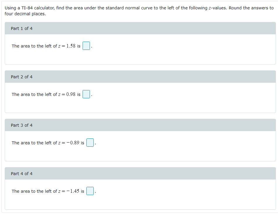 Solved Using a TI-84 calculator, find the area under the | Chegg.com