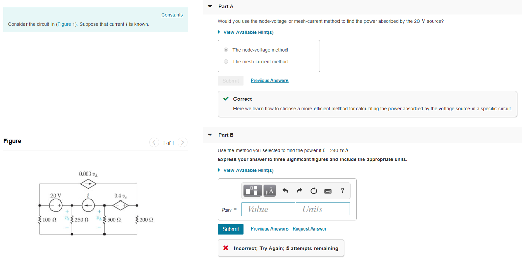 Solved Part A Would you use the node-voltage or mesh-current | Chegg.com