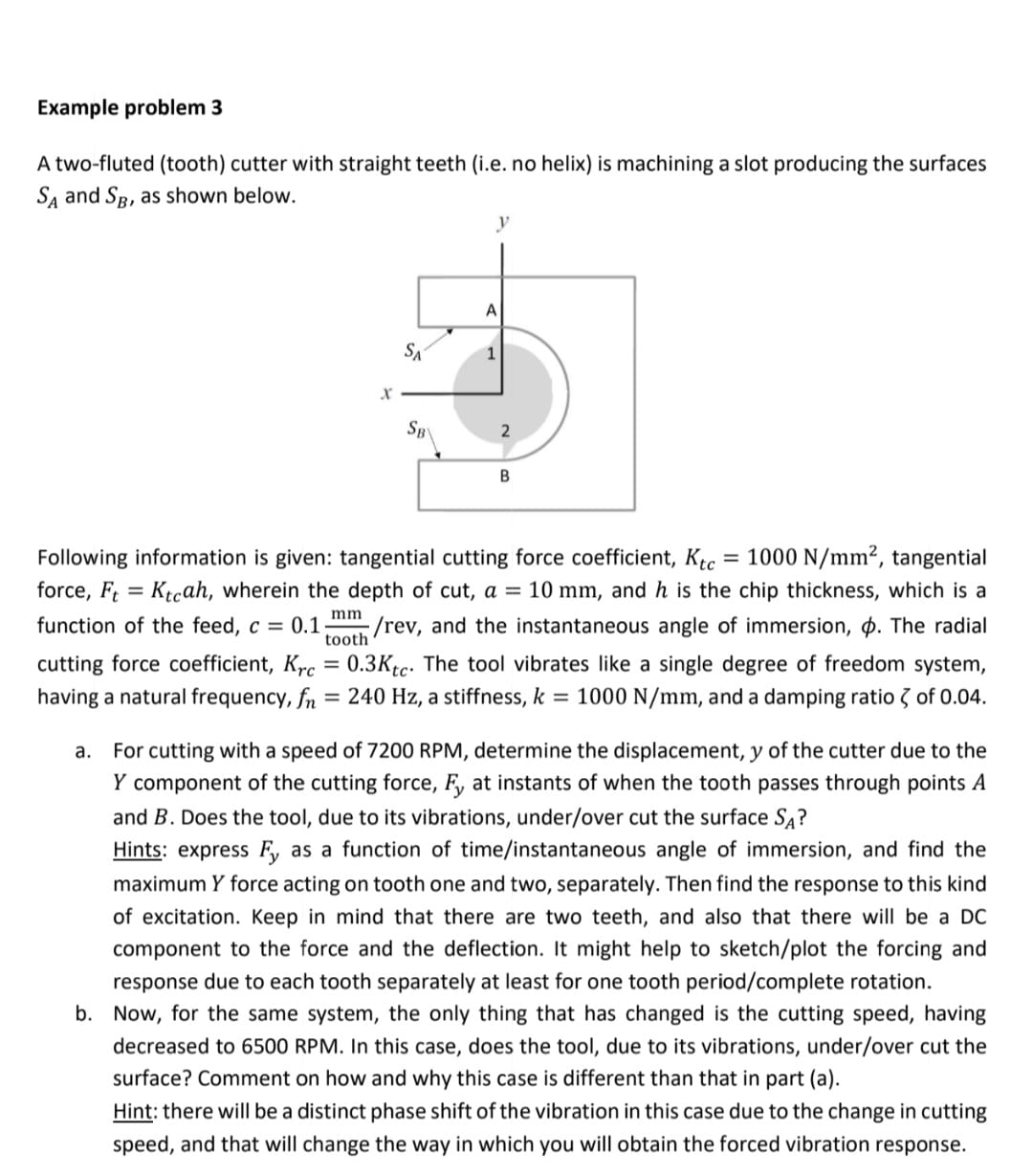 Solved Example problem 3A two-fluted (tooth) ﻿cutter with | Chegg.com