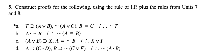 Solved Construct Proofs For The Following Using The Rule Of 