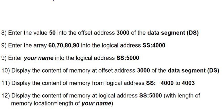 Solved 8) Enter the value 50 into the offset address 3000 of | Chegg.com