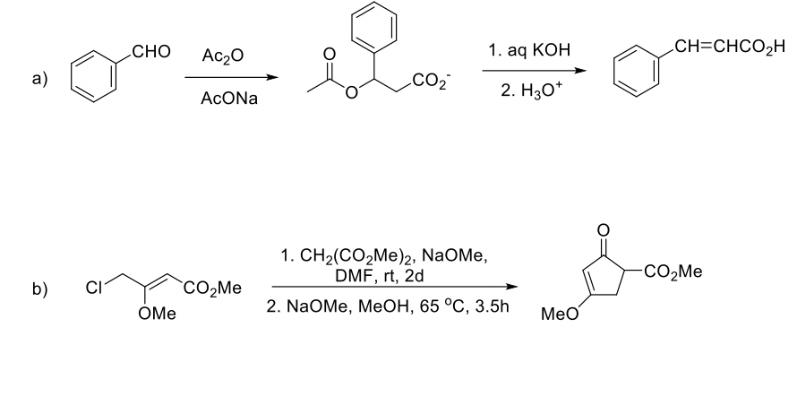 Solved CHO Ac2O 1. aq KOH CH CHCO2H a) AcONa 2. H30 1. | Chegg.com