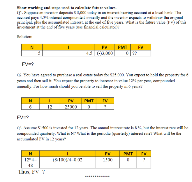 Solved Show working and steps used to calculate future | Chegg.com