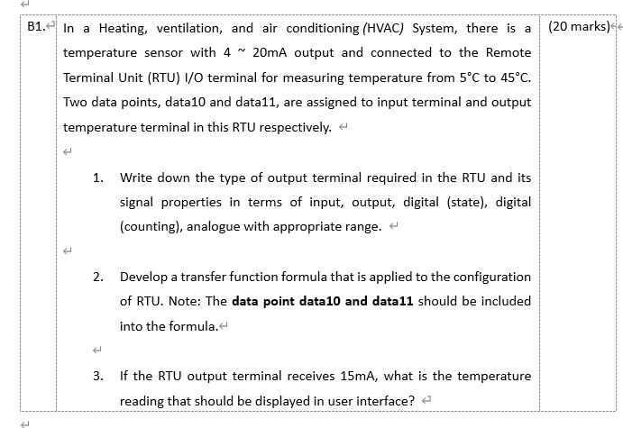 Solved B1. (20 marks) In a Heating, ventilation, and air | Chegg.com