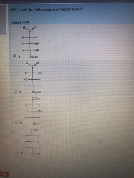 Solved Which of the following is a deoxy sugar? | Chegg.com