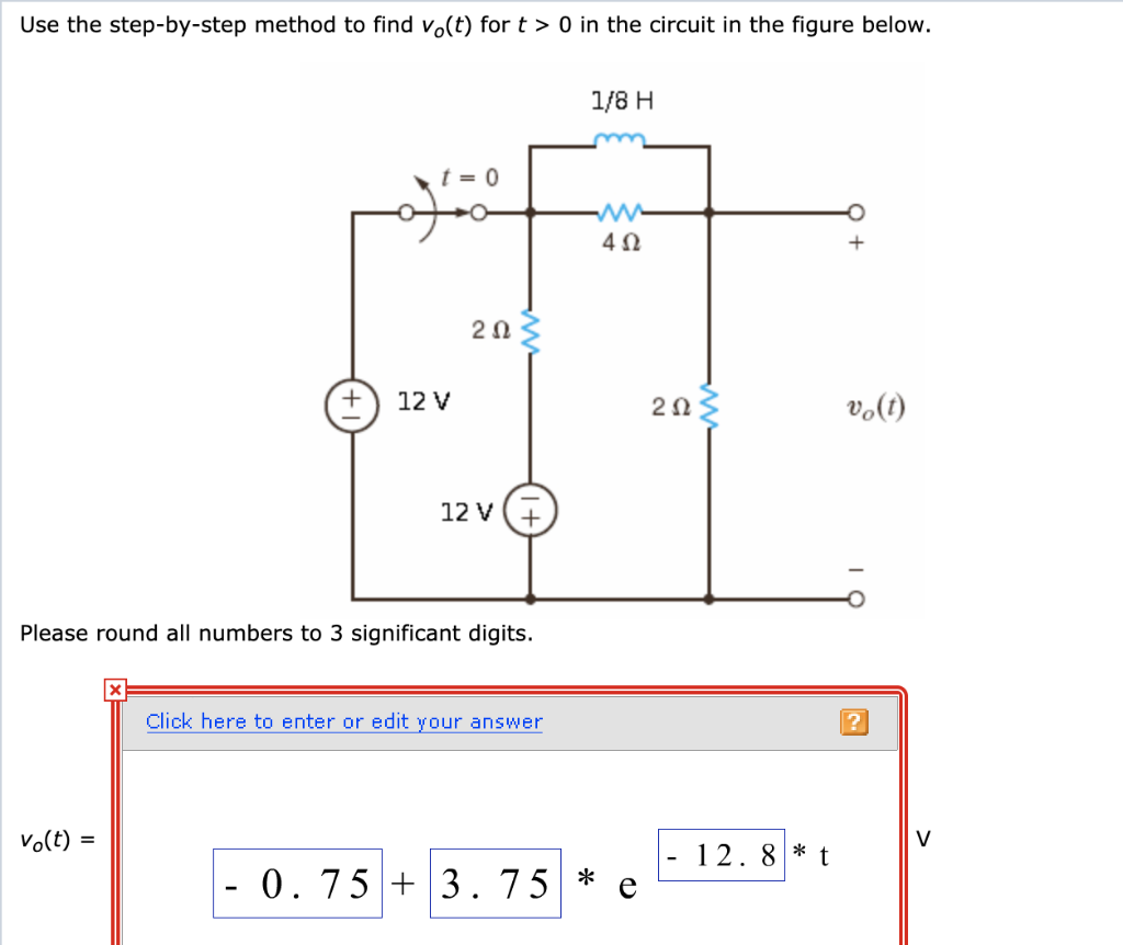 Solved Use the step-by-step method to find vo(t) for t> 0 in | Chegg.com