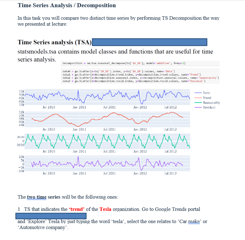 Solved Time Series Analysis / Decomposition In this task you | Chegg.com