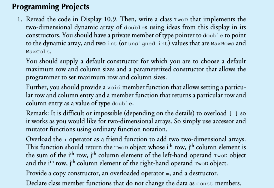 Solved Display 10.9 A Two-Dimensional Dynamic Array 1 2 | Chegg.com