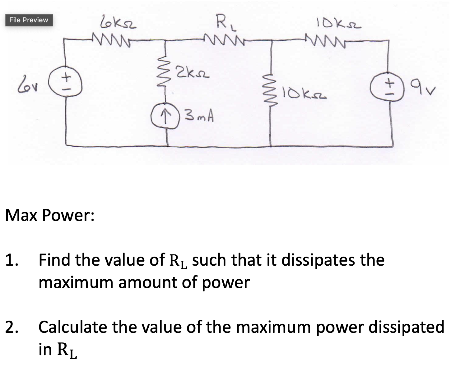 Solved Max Power:Find the value of RL ﻿such that it | Chegg.com