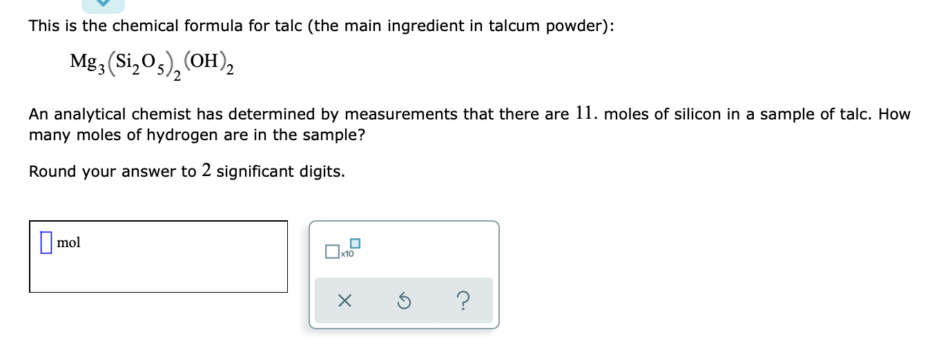 Solved This is the chemical formula for talc (the main | Chegg.com