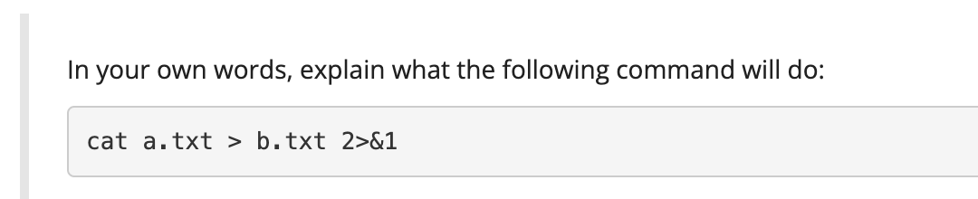 Solved n your own words, explain what the following command | Chegg.com