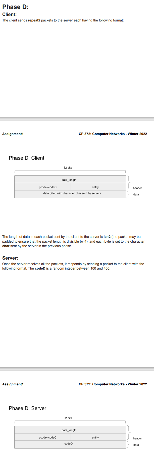 Solved Phase B: Client:The client reliably sends repeat UDP | Chegg.com