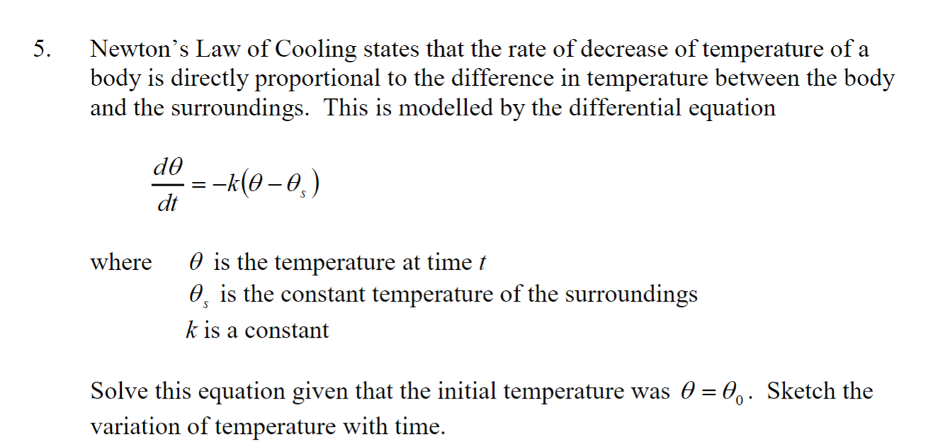 Solved Newton's Law of Cooling states that the rate of | Chegg.com