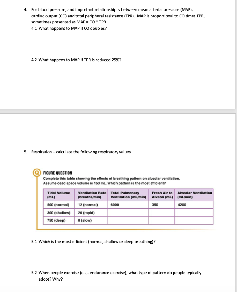 4. For blood pressure, and important relationship is | Chegg.com