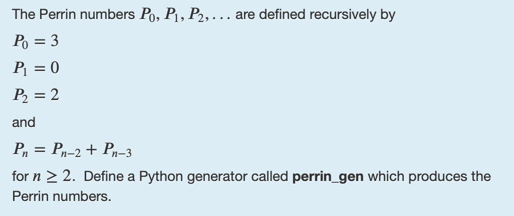 Solved The Perrin numbers Po, P1, P2, ... are defined | Chegg.com