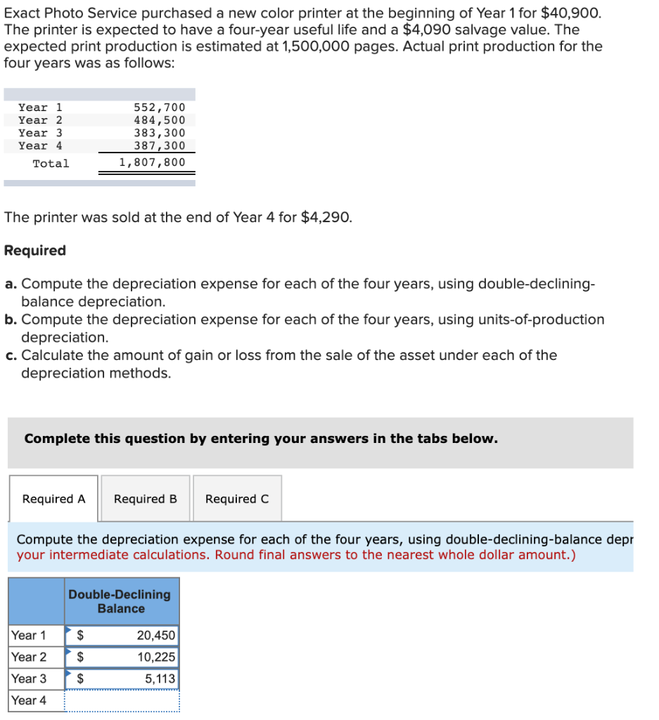 Solved Exact Photo Service purchased a new color printer at | Chegg.com