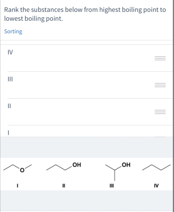 Solved Rank the substances below from highest boiling point | Chegg.com