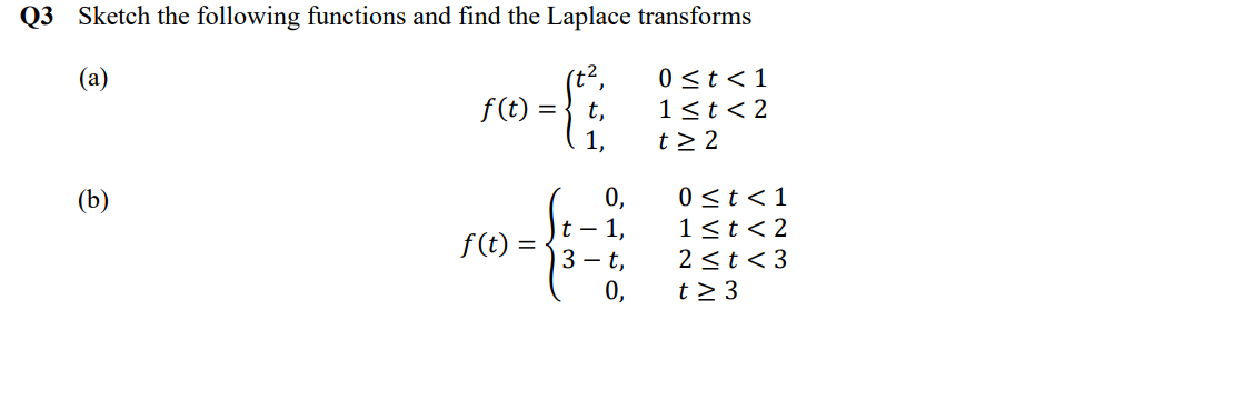 Solved Q3 Sketch the following functions and find the | Chegg.com