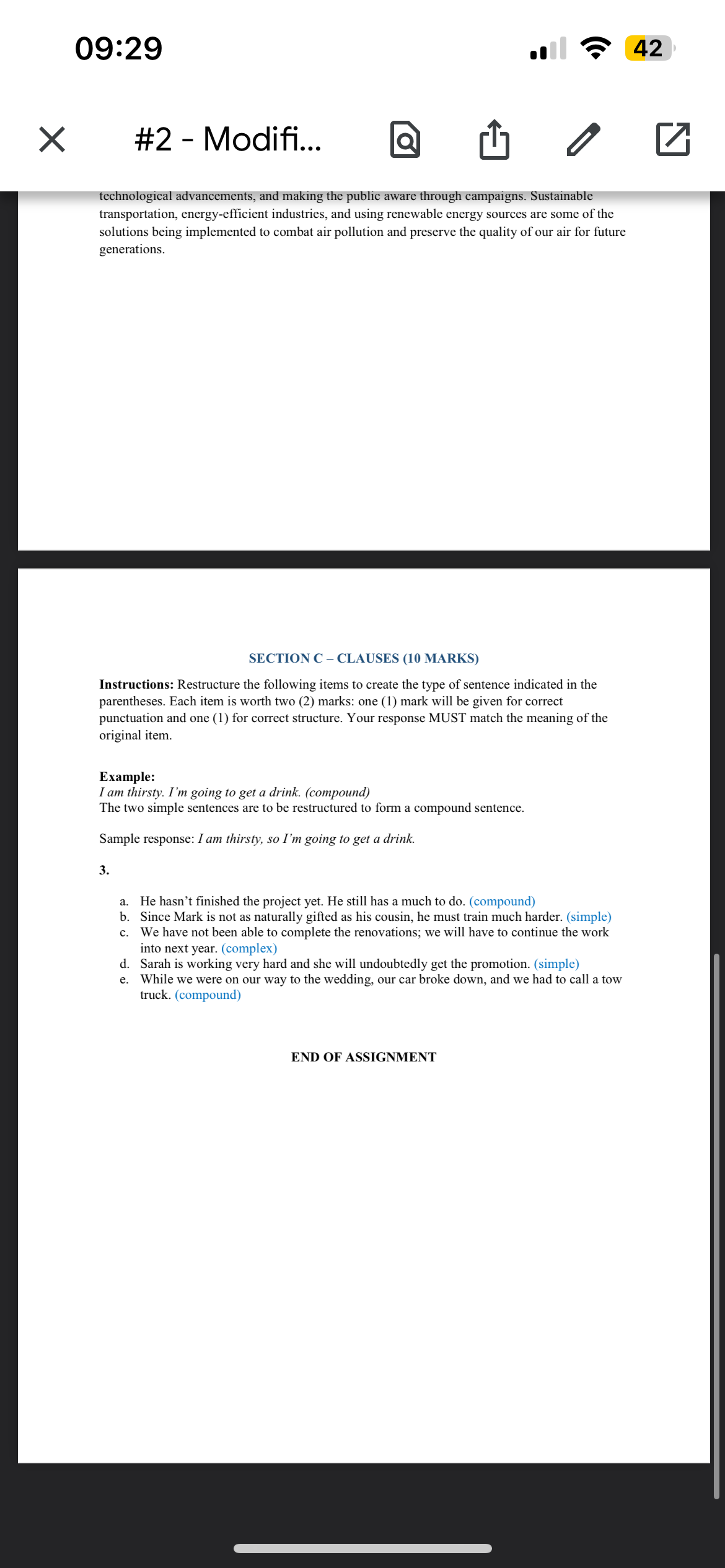 SECTION A - MODIFIERS (10 MARKS) Instructions: In the | Chegg.com