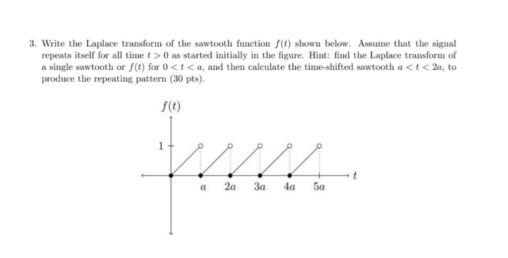 Solved 3. Write the Laplace transform of the sawtooth | Chegg.com