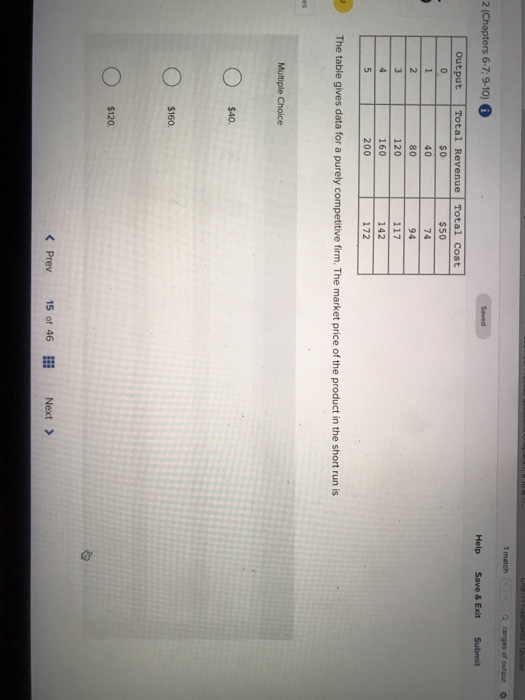 Solved 1 match Help Save & Exit Submit Output Total Revenue | Chegg.com